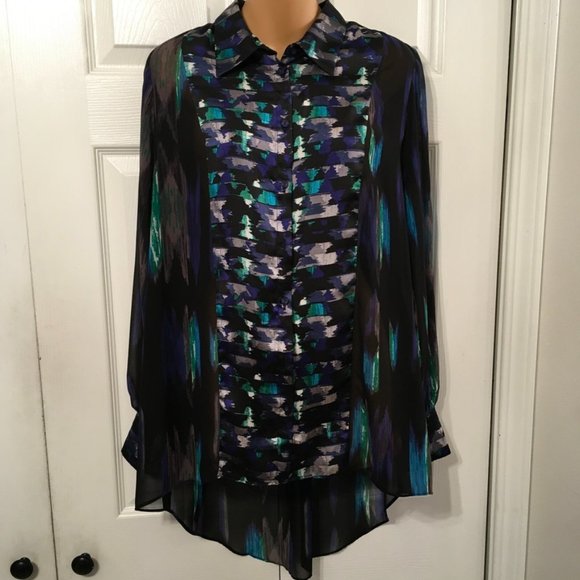 Kirna Zabete | Tops | Kirna Sabete Sheer Multicolored Tunic Top Sz L ...